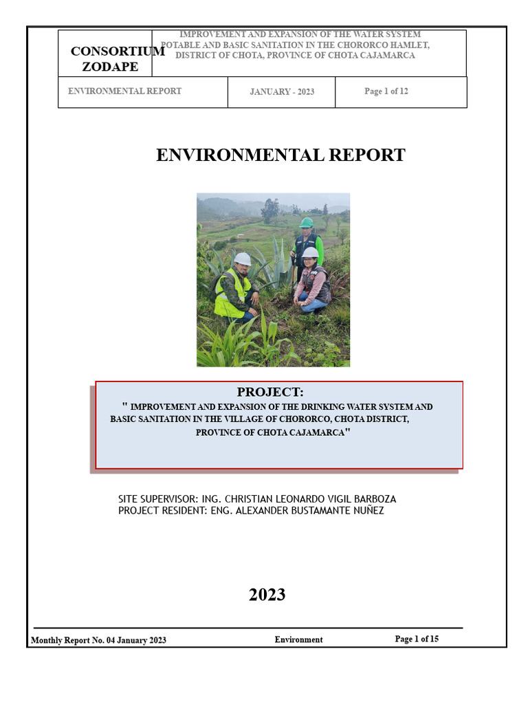 REPORT No. 06 ENVIRONMENT SUPERVISION JANUARY 2023 - CHORORCO | PDF ...