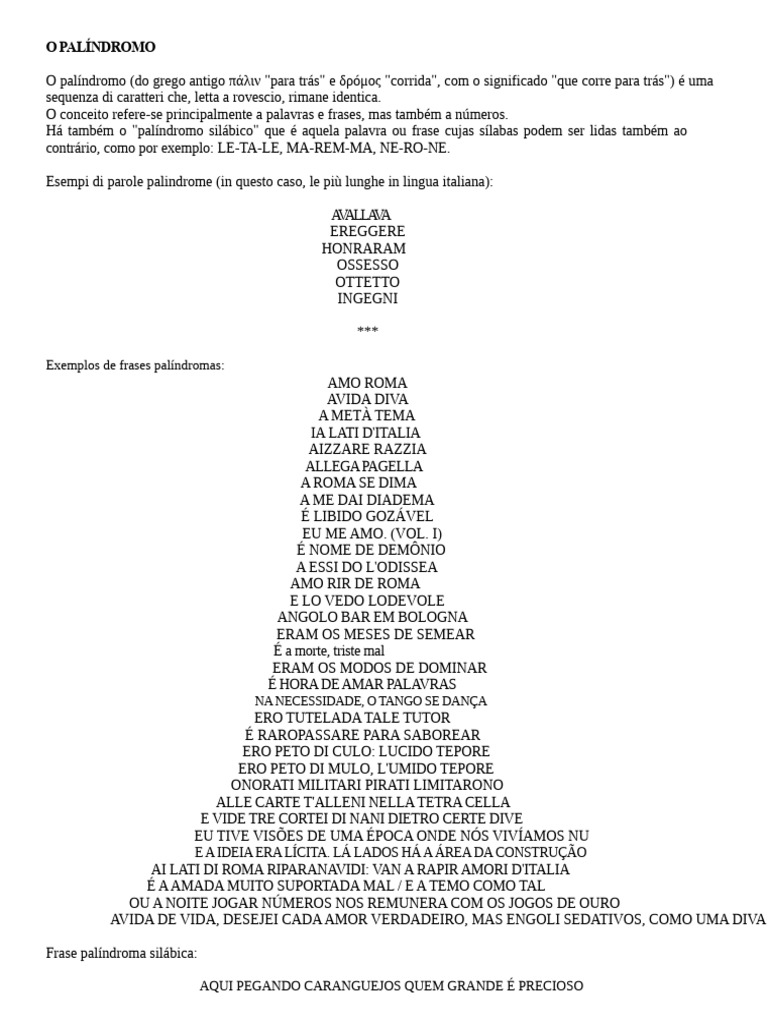 palíndromo bifronte antípodo | PDF | Palavra | Latim