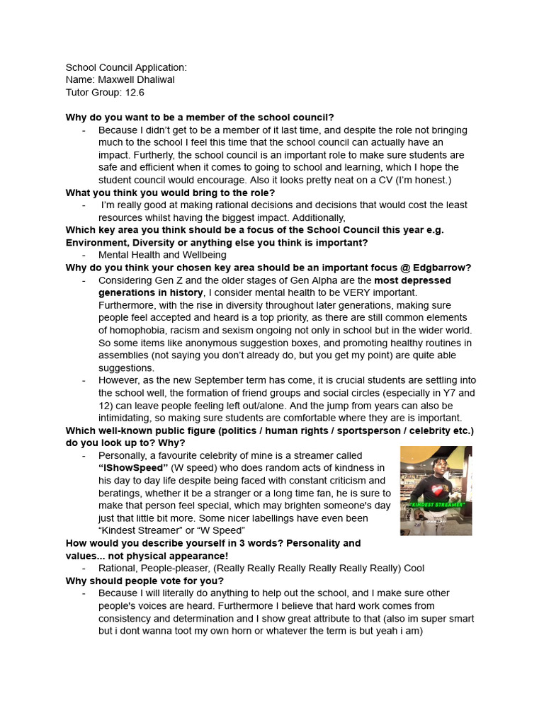School Council Application | PDF | Social Psychology | Psychology