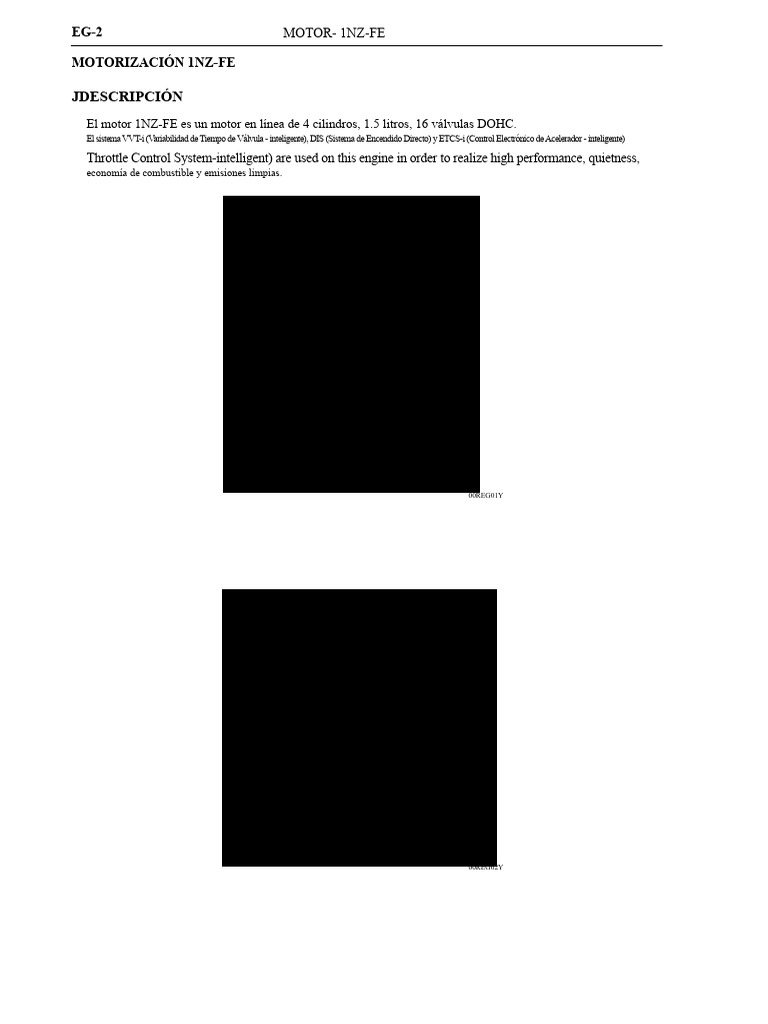 Especificaciones del Motor 1NZ-FE | PDF | Pistón | Acelerador
