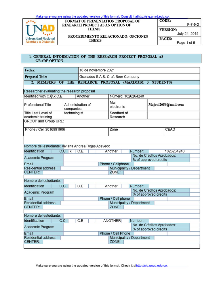 Annex 2. Research Project Proposal Format F-7-9-2 | PDF | Methodology | Knowledge