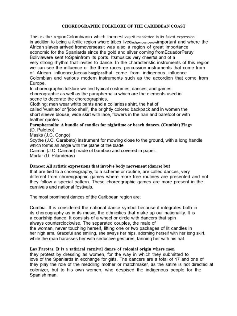 Choreographic Folklore of the Caribbean Coast | PDF | Economics | Poverty