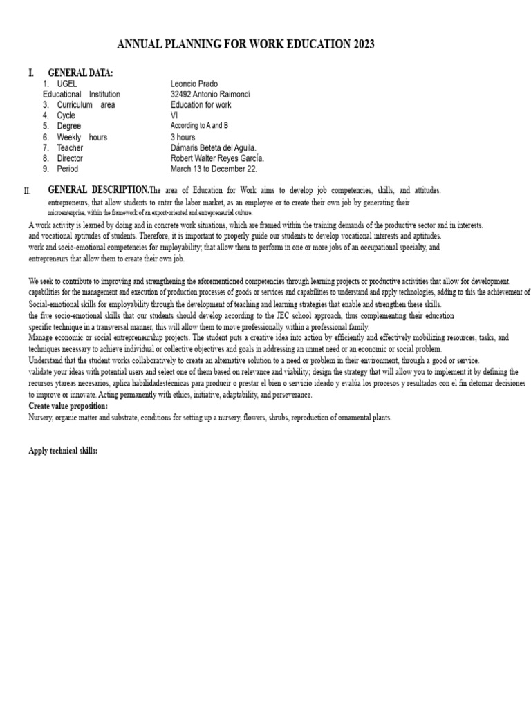 ANNUAL PROGRAMMING EPT CYCLE VI | PDF | Entrepreneurship | Sowing