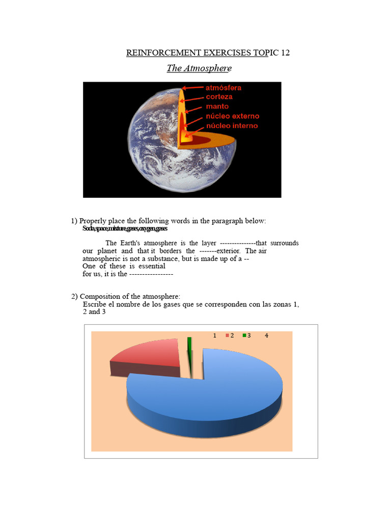 Reinforcement Exercises Topic 12, 1st Year of ESO | PDF | Atmosphere Of ...