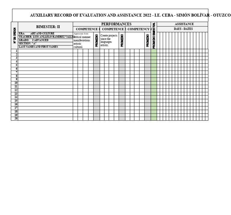 Auxiliary Attendance Register | PDF