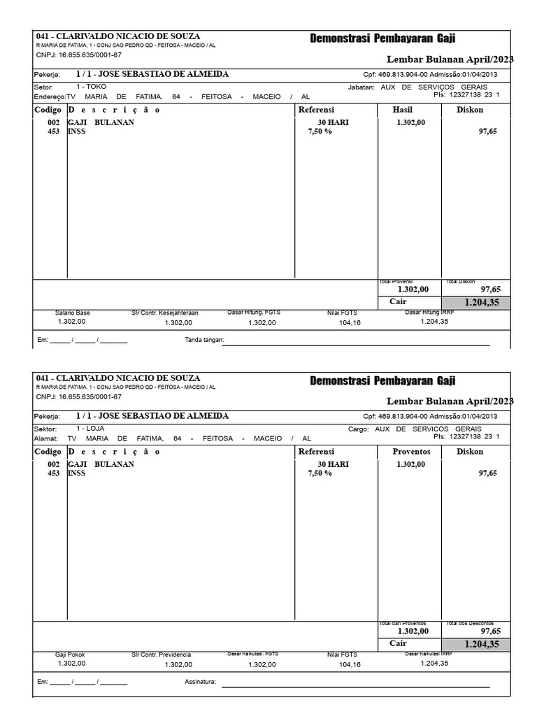 SLIP GAJI | PDF