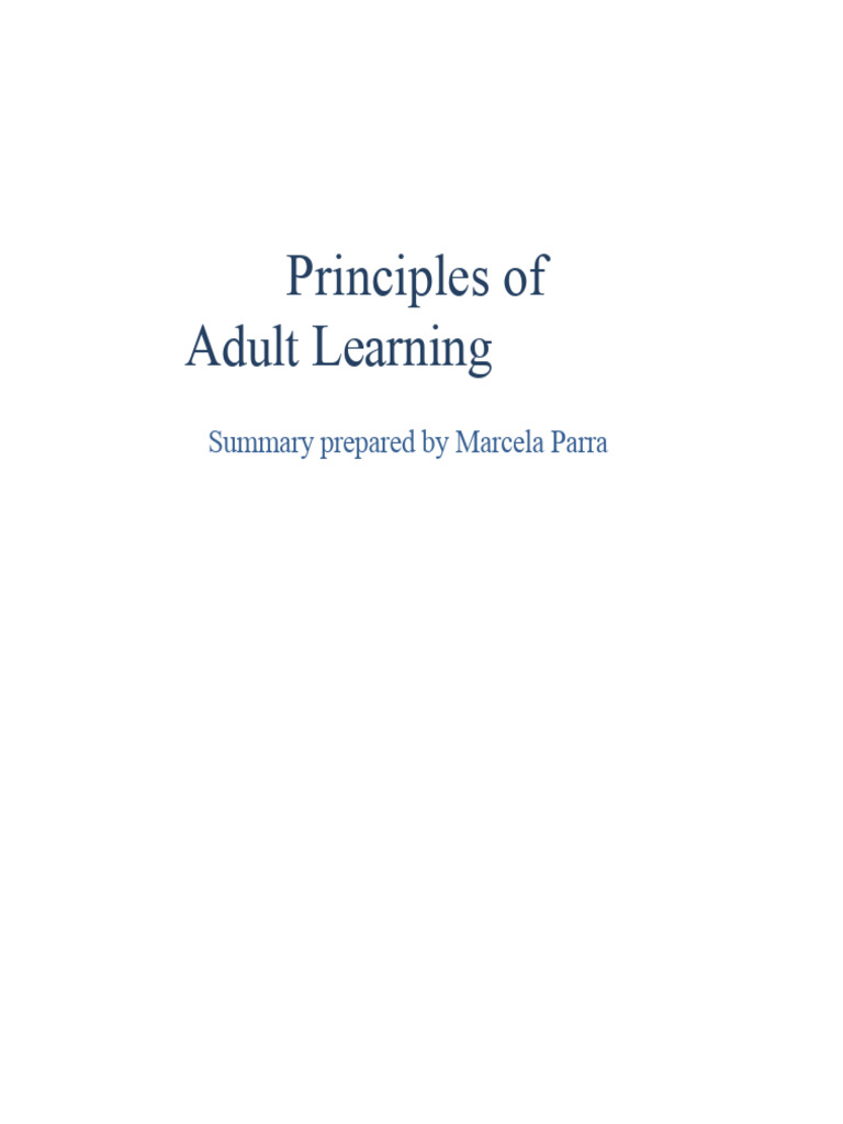 Principles of Adult Learning Explained | PDF | Learning | Adult Education
