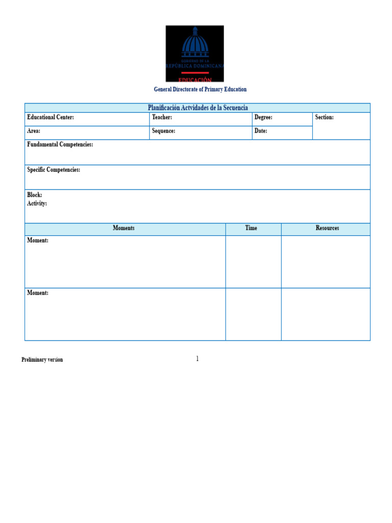 Proposal For A Planning Scheme - Didactic Sequences | PDF