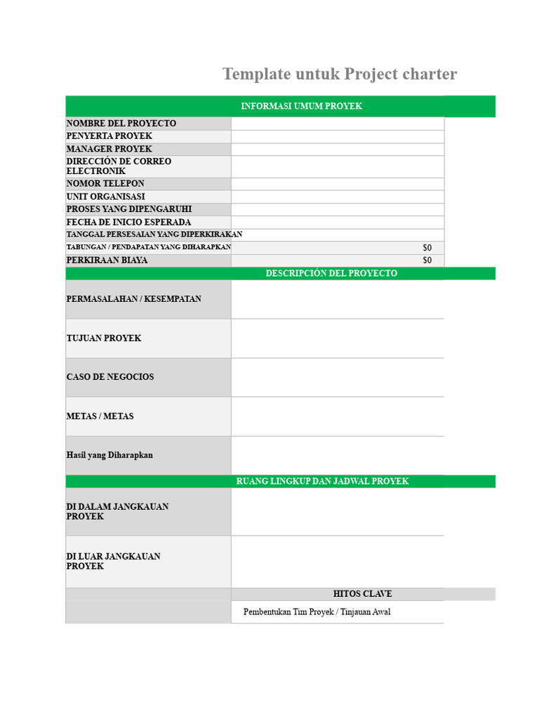 Template Piagam Proyek | PDF