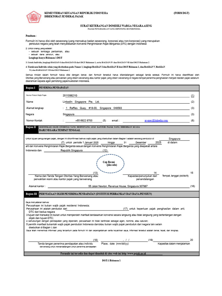 Formulir DGT 2025 | PDF