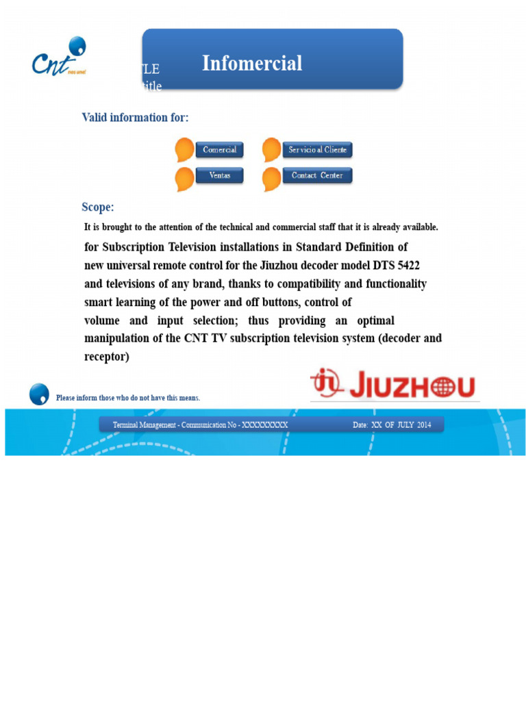 Universal Remote for Jiuzhou DTS 5422 | PDF | Remote Control | Computer ...