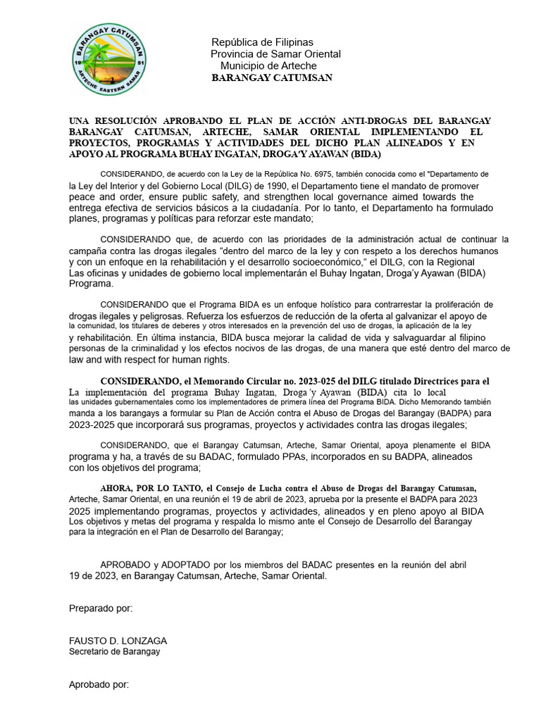 Resolución aprobando Badpa | PDF | La dependencia de sustancias | Justicia