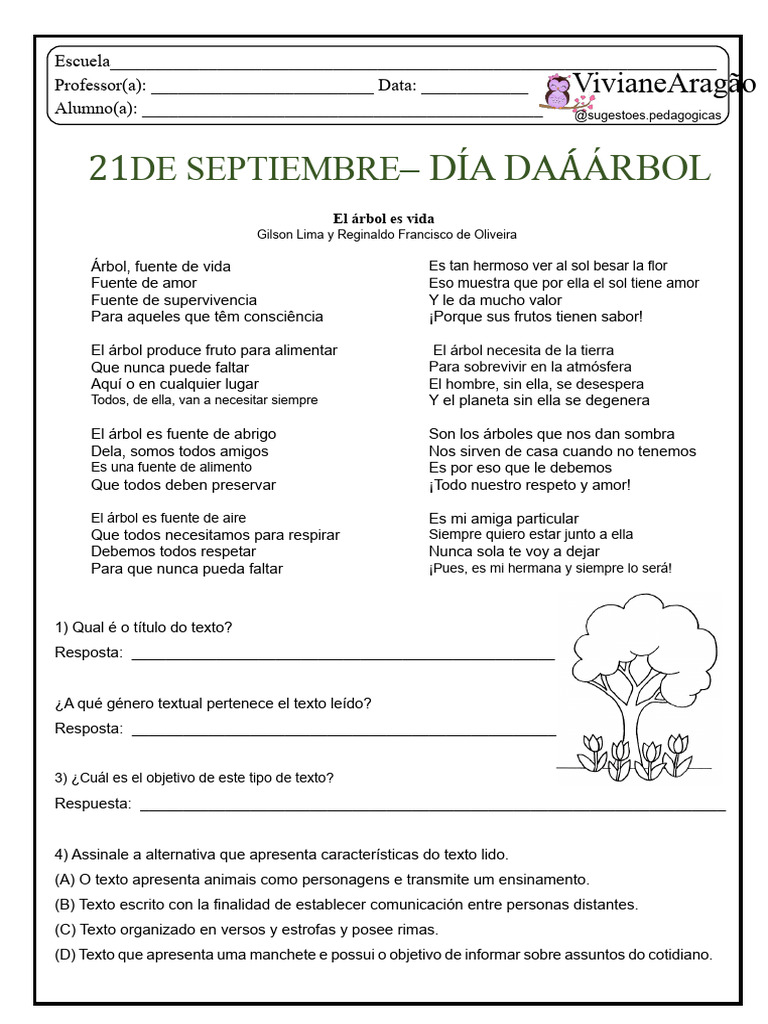 Día Del Árbol Actividades | PDF | Puntuación | Gramática