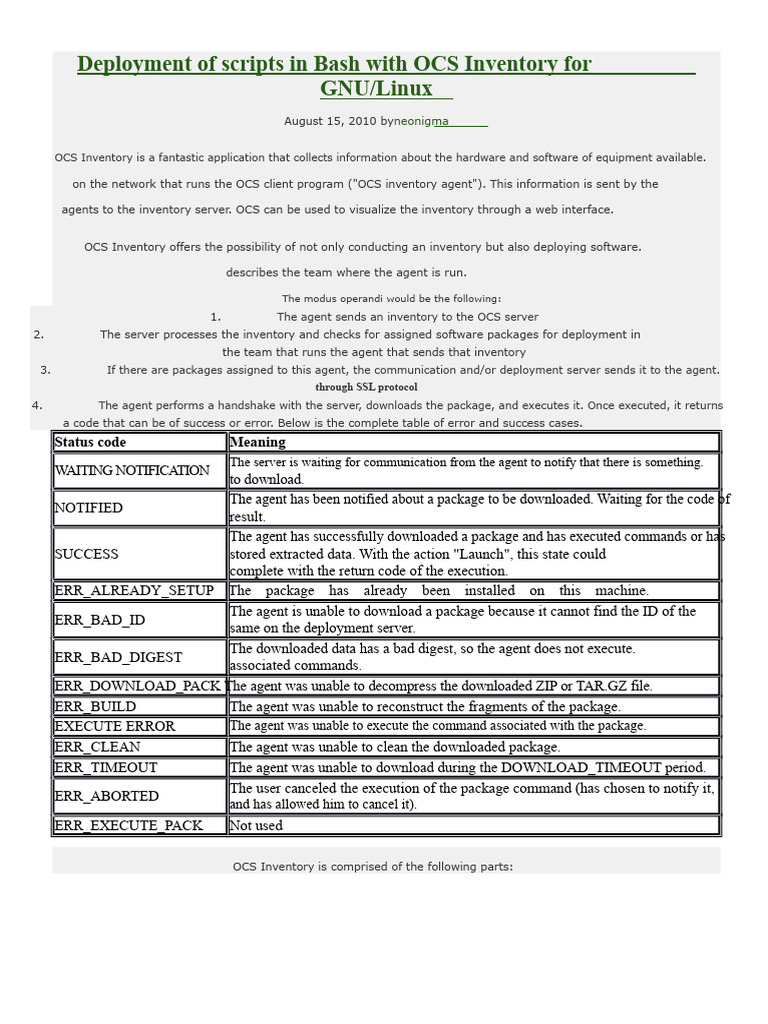 Software Deployment With OCS Inventory For GNU | PDF | Apache Http Server | Cpu Cache