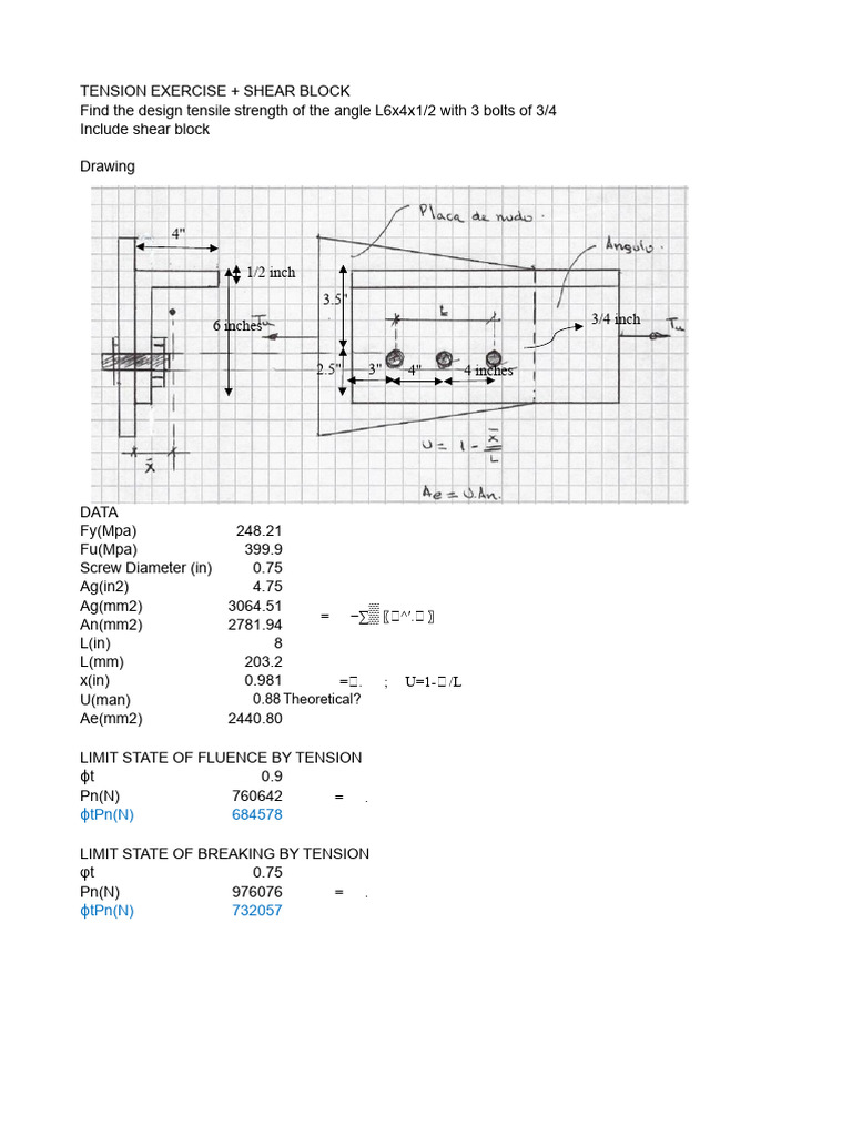 Tension and Shear Block Design Analysis | PDF | Screw | Materials Science
