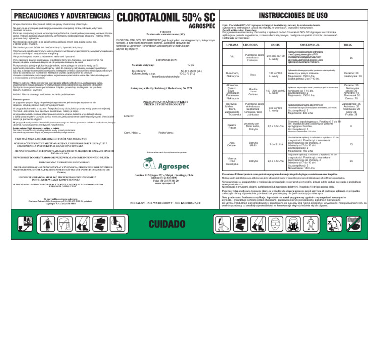 Clorotalonil 50% SC 23-08-2011 | PDF