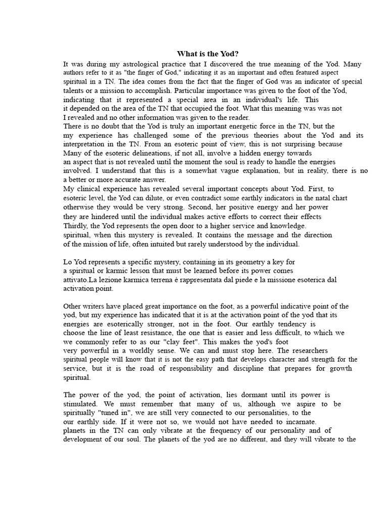 What Is Yod? | PDF | Karma | Psychotherapy