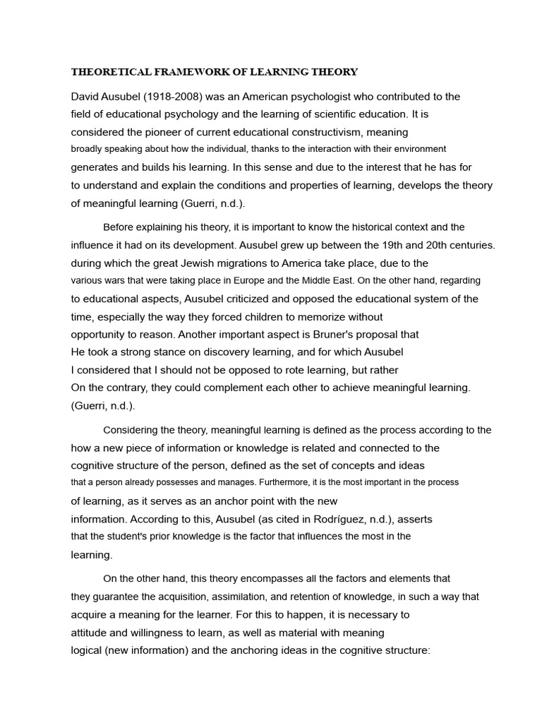 Theoretical Framework of Learning Theory | PDF | Learning | Theory