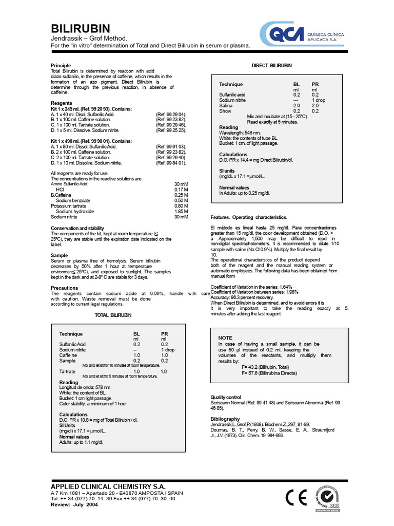Bilirubin T-D | PDF | Magnesium | Sodium