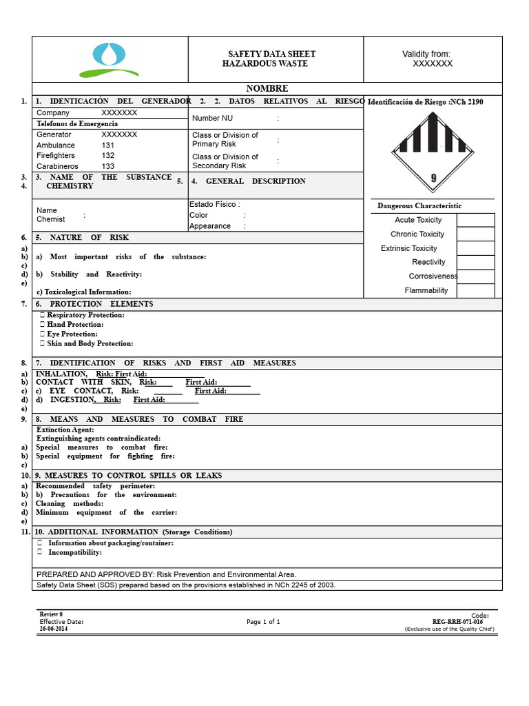 Annex 2.- Waste Safety Sheet | PDF | Toxicity | Risk