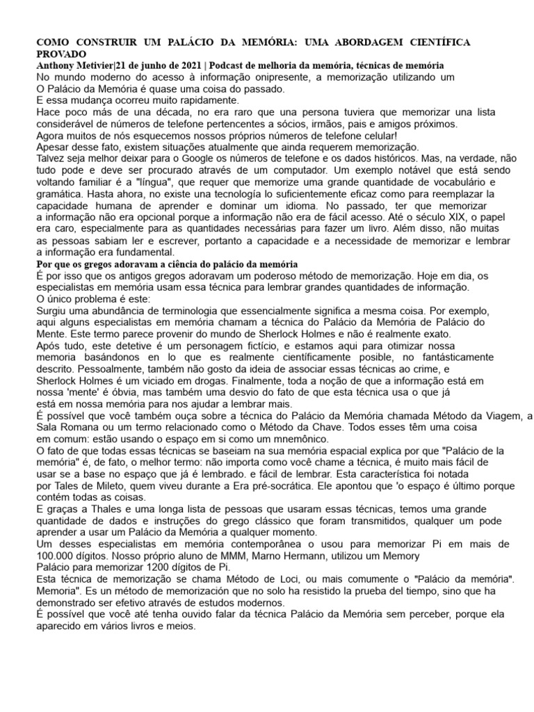 Anthony Metivier MMM | PDF | Memória | Aprendizado