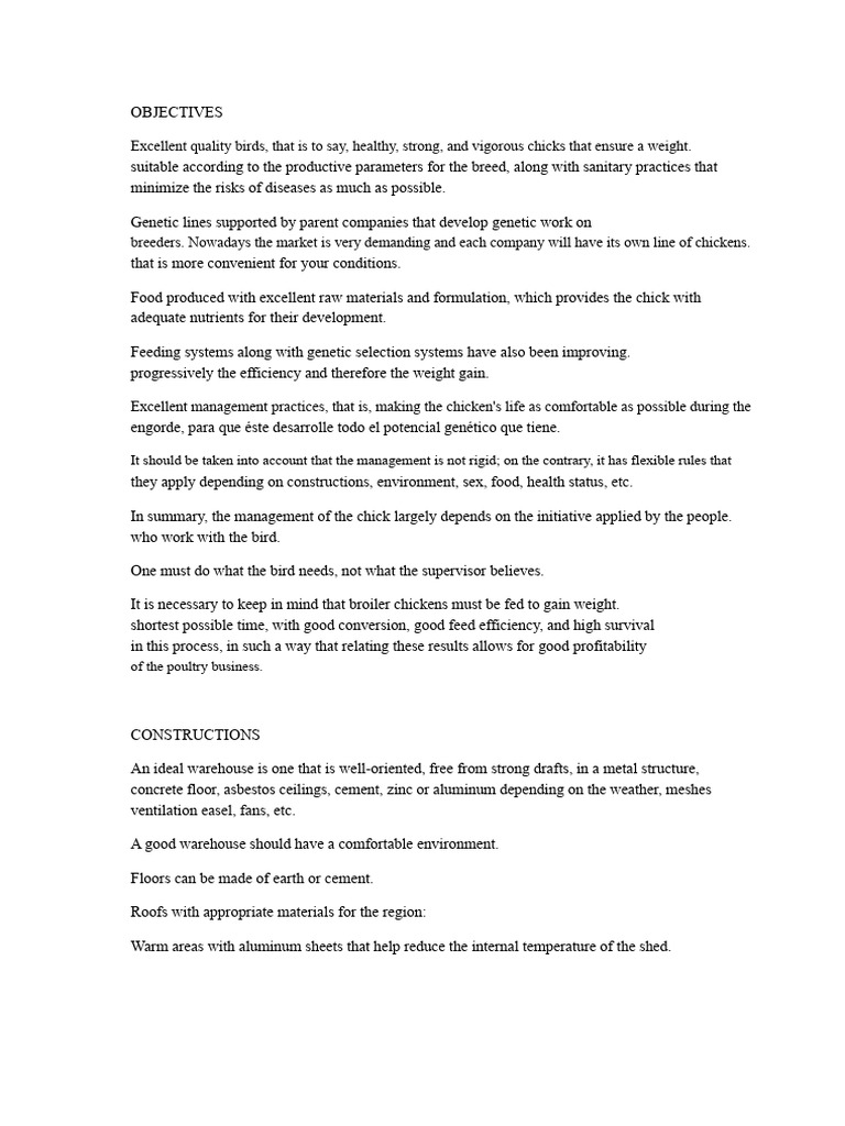 Objectives of Chicken Breeding and Fattening | PDF | Vaccines | Poultry ...