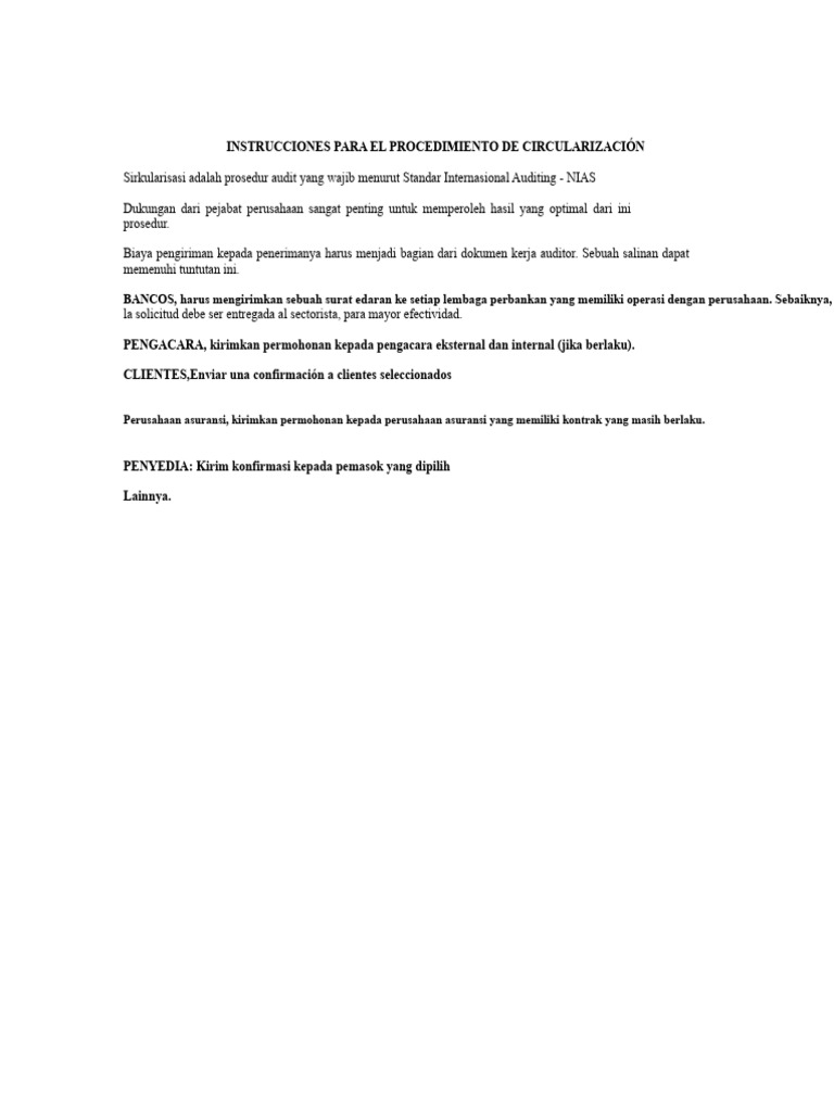MODEL SURAT CIRCULAR AUDIT | PDF
