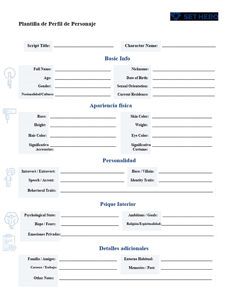 Plantilla de Perfil de Personaje | PDF