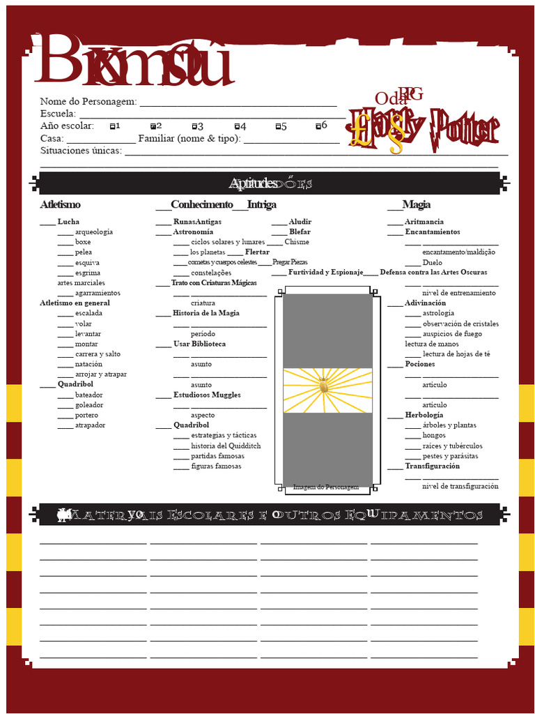 Broomstix Ficha Editable PDF Gratis | PDF