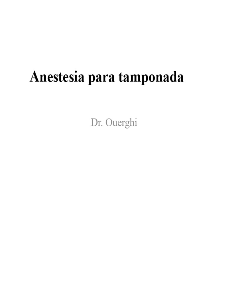 Anestesia em Tamponada Cardíaca: Abordagem e Tratamento | PDF | Coração ...