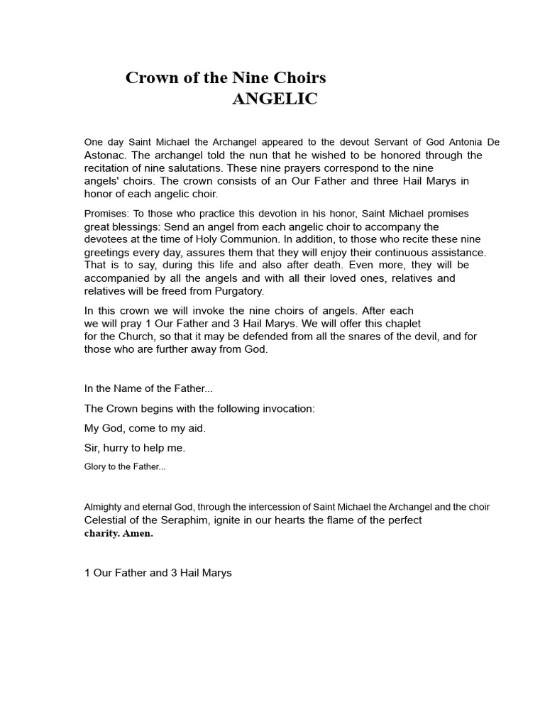 Crown of The Nine Angelic Choirs | PDF | Lord's Prayer | Michael ...