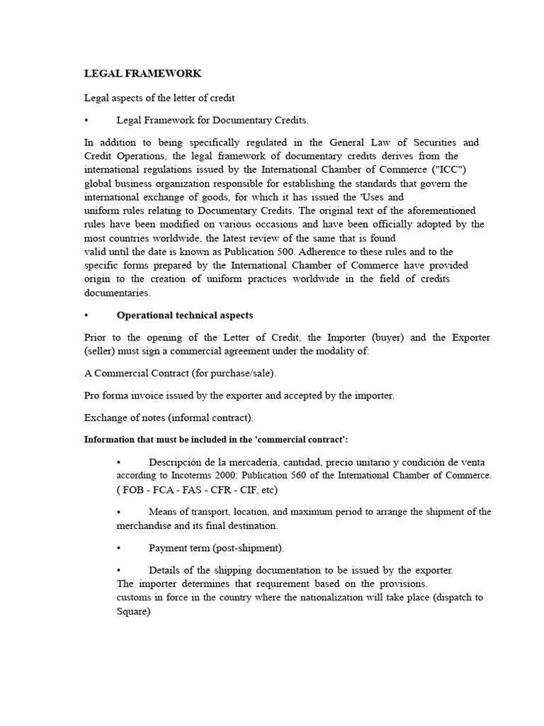 Legal Framework of Letter of Credit | PDF | Letter Of Credit | Receipt