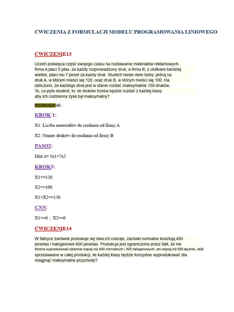 Ćwiczenia z formułowania Mpl | PDF