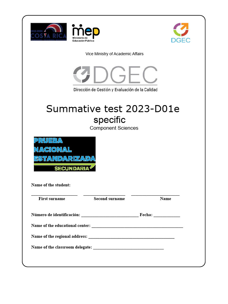 National Standardized Test Day Sciences 2023 | PDF | Force | Gene