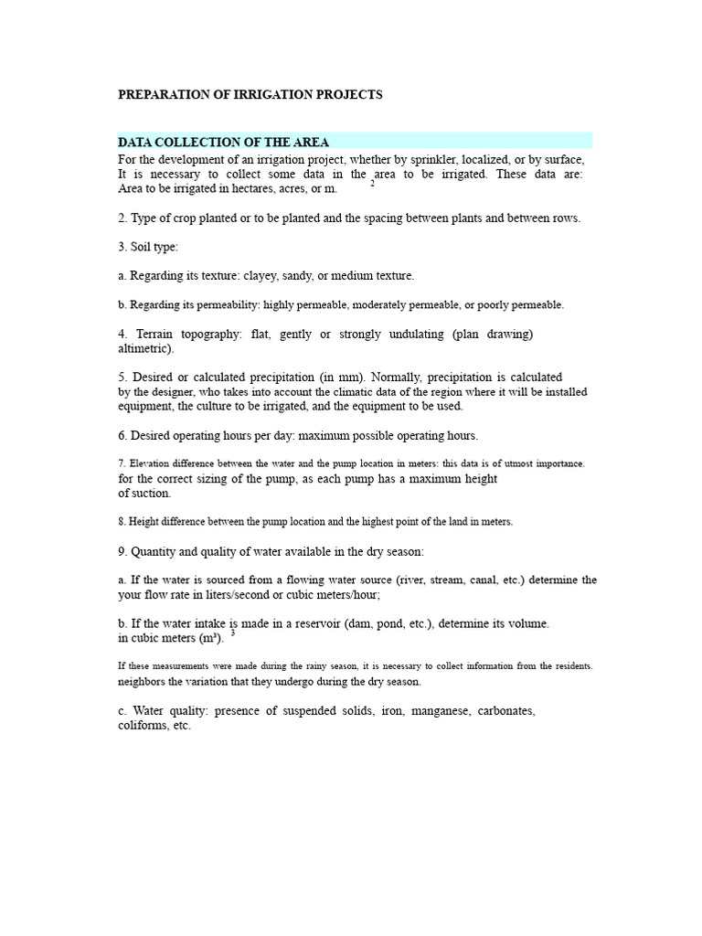 Elaboration of Irrigation Projects | PDF | Irrigation | Water
