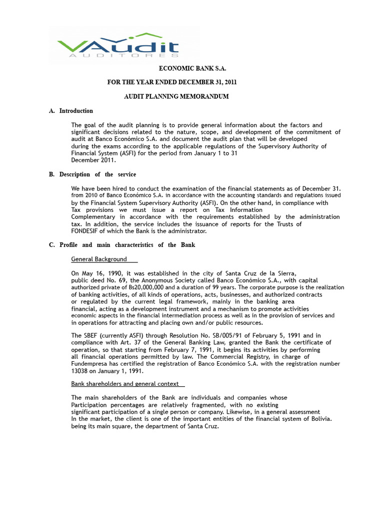 Memorandum Planning | PDF | Audit | Internal Control