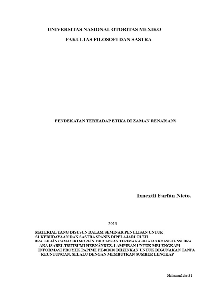 Farfan, I - Pendekatan terhadap Etika di Zaman Renaisans | PDF