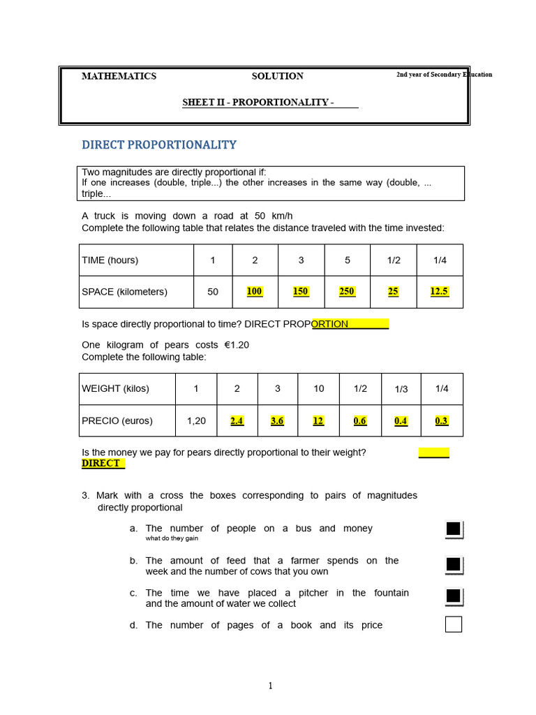 Sheet Ii Solved - Numeric Proportionality | PDF