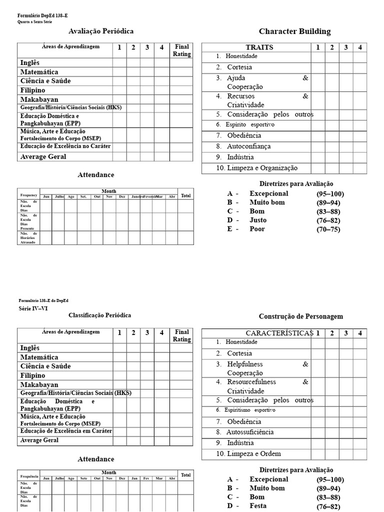Formulário DepEd 138 (GR. I - VI) | PDF | Aprendizado