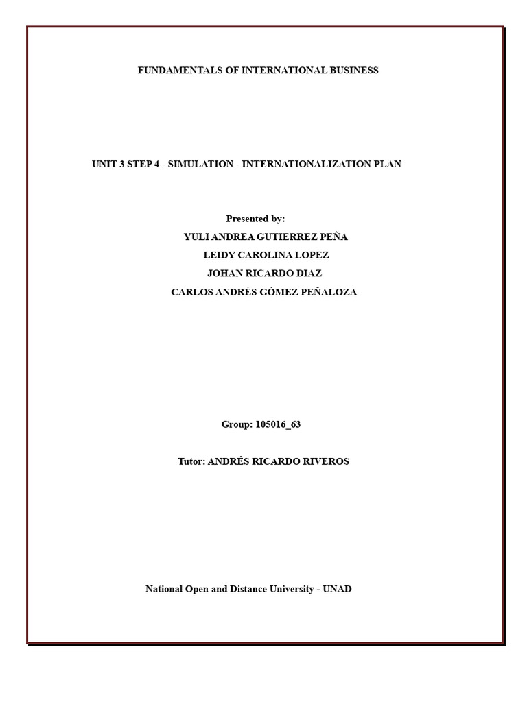Fundamentals of International Business Unit 3 Step 4 - Simulation ...