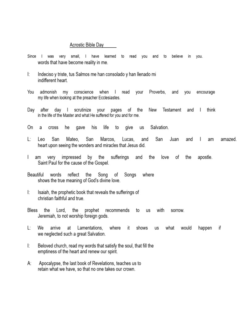 Acrostic Day of The Bible 13 | PDF