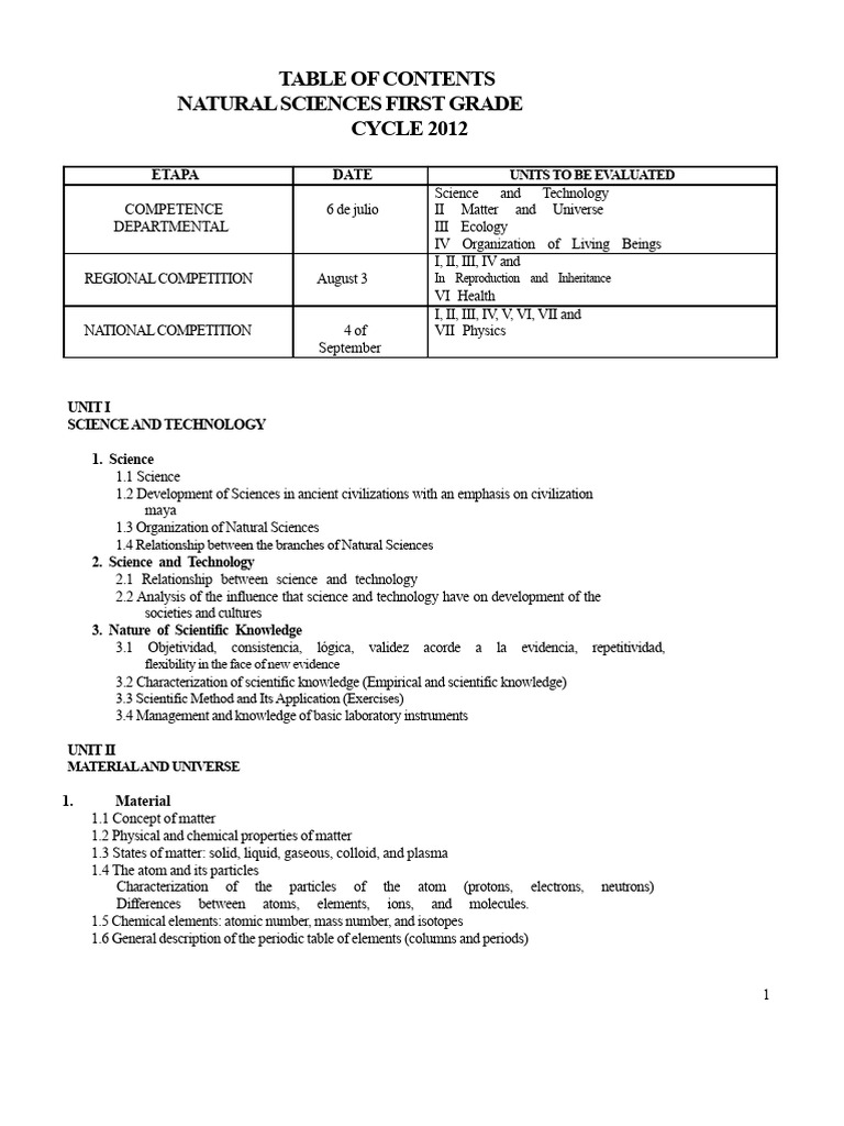 First Grade Natural Sciences Curriculum | PDF | Ecosystem | Earth