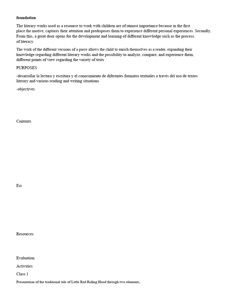 Didactic Sequence Little Red Riding Hood and Other Modern Versions ...