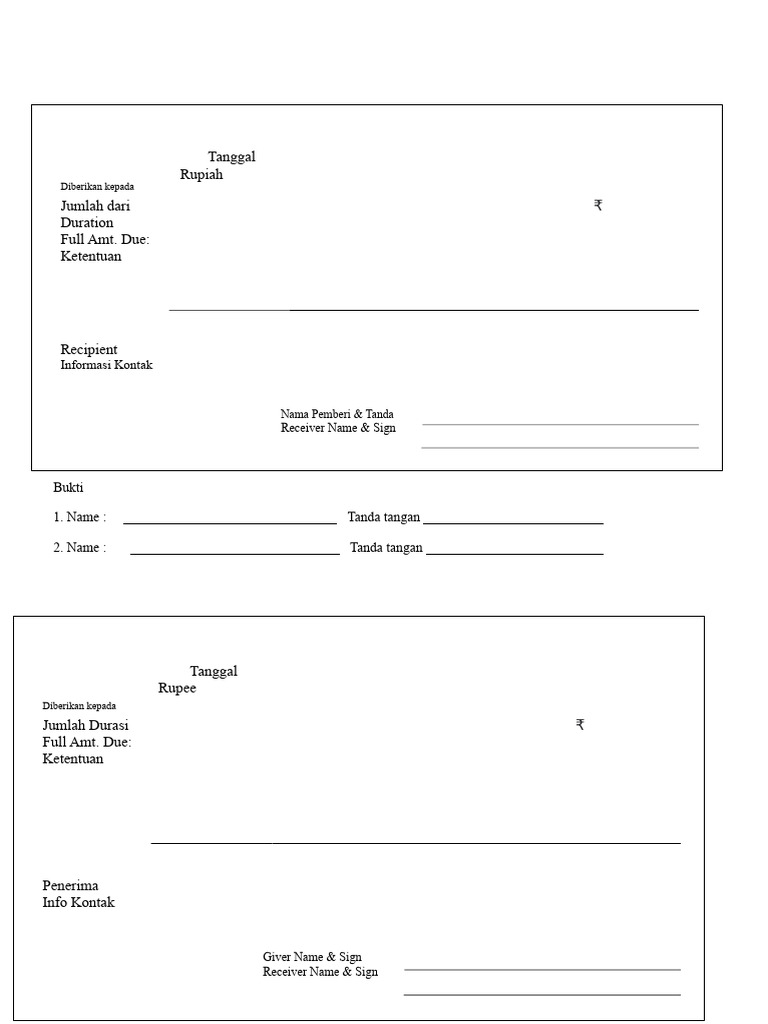 Template Kwitansi Pinjaman Pribadi 2 | PDF