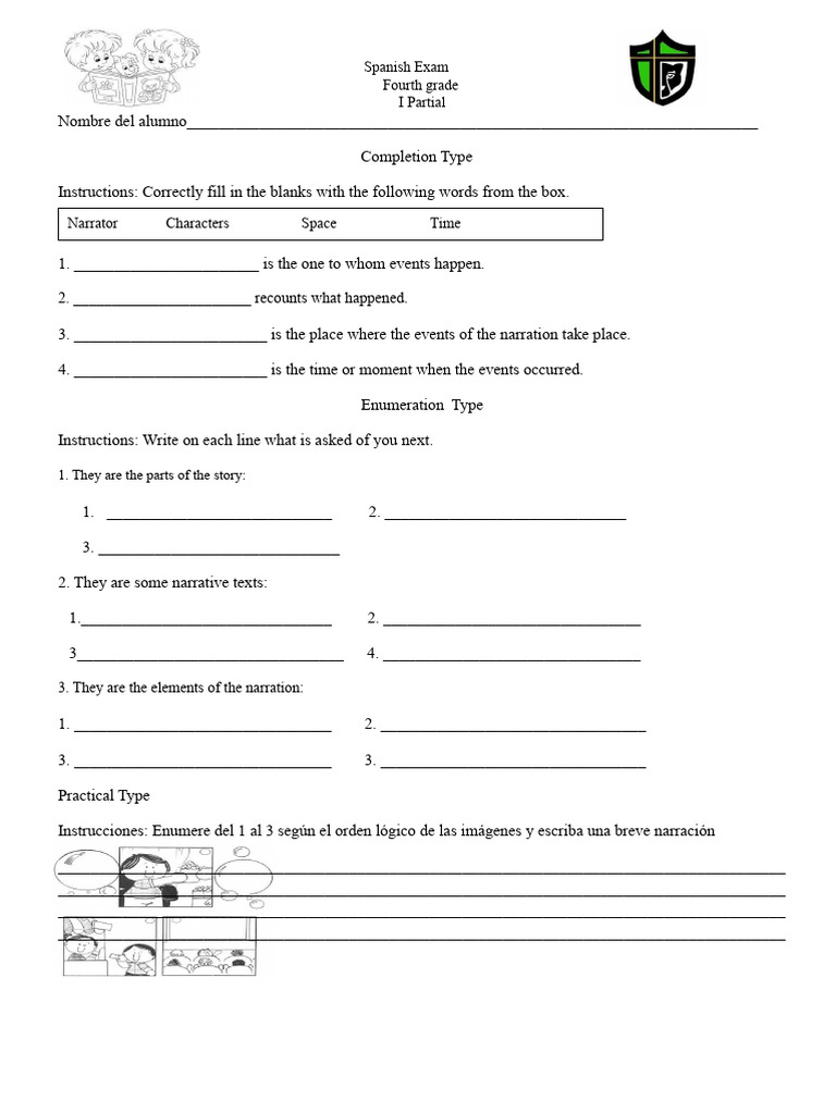 Spanish Exam Fourth Grade | PDF