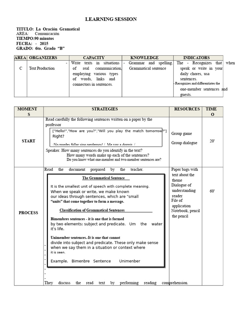 Grammatical Sentences for 6th Grade | PDF | Subject (Grammar ...