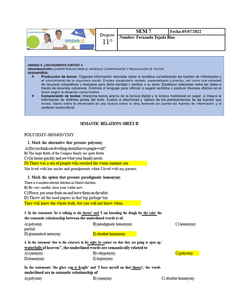 Semantic Relationships II | PDF | Language Mechanics | Interpretation ...