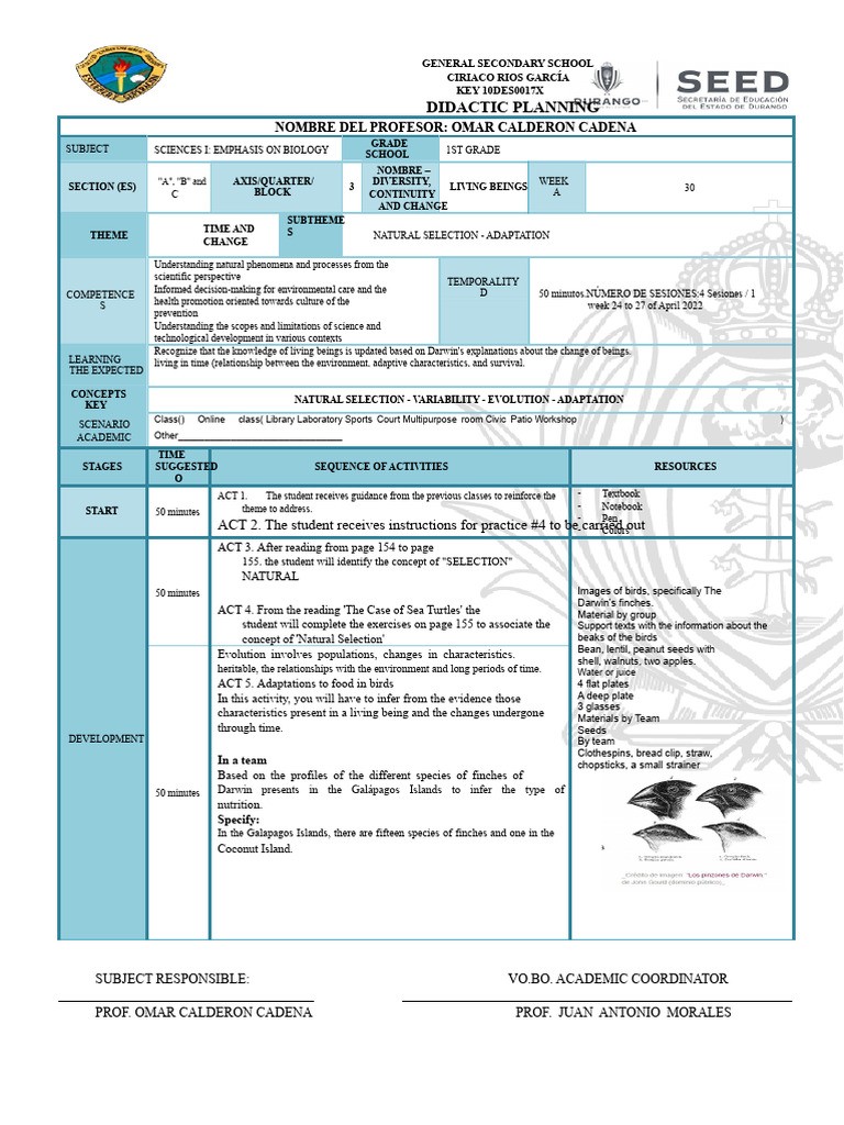 Week 30 Natural Selection - Secondary | PDF | Natural Selection ...