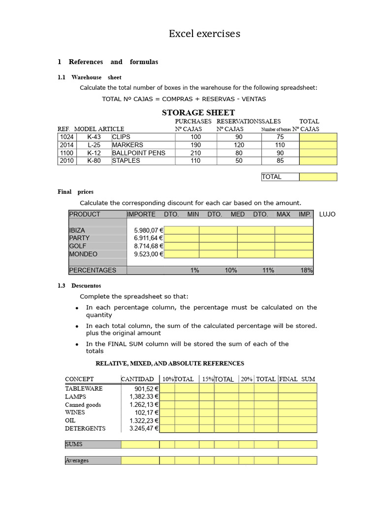 Excel exercises | PDF | Interest | Economies