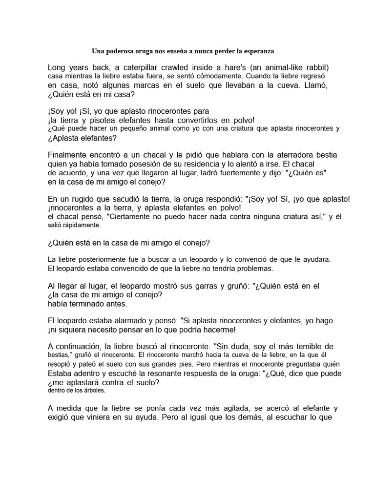 La oruga que desafió a los grandes | PDF